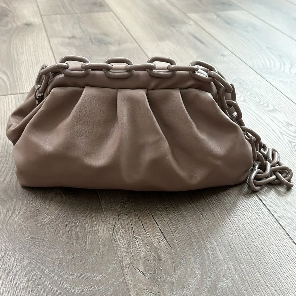 Badgley Mischka | Bags | Nwot Badgley Mischka Wrapped Frame Taupe Brown ...